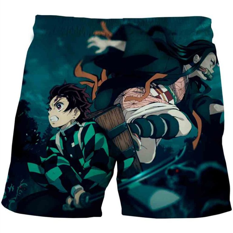 Demon Slayer Tanjiro Nezuko Short Swim Trunks | Anime Swim Trunks Store