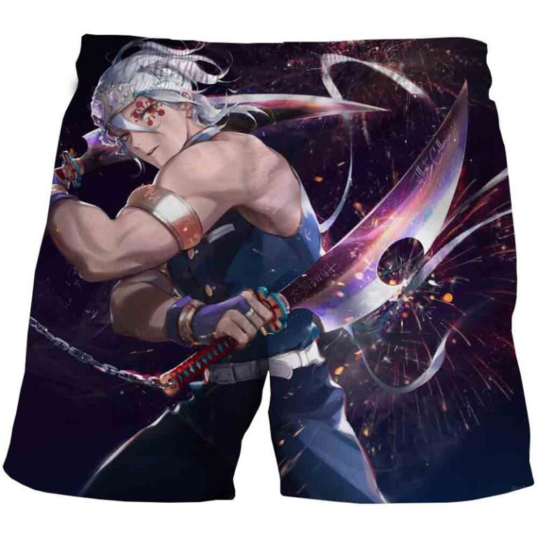 Demon Slayer Tengen Uzui Short Swim Trunks | Anime Swim Trunks