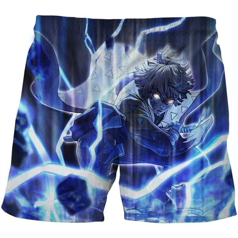 Demon Slayer Zenitsu Short Swim Trunks | Anime Swim Trunks