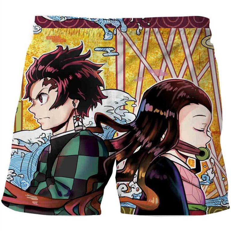 Demon Slayer Tanjiro Nezuko Short Swim Trunks | Anime Swim Trunks