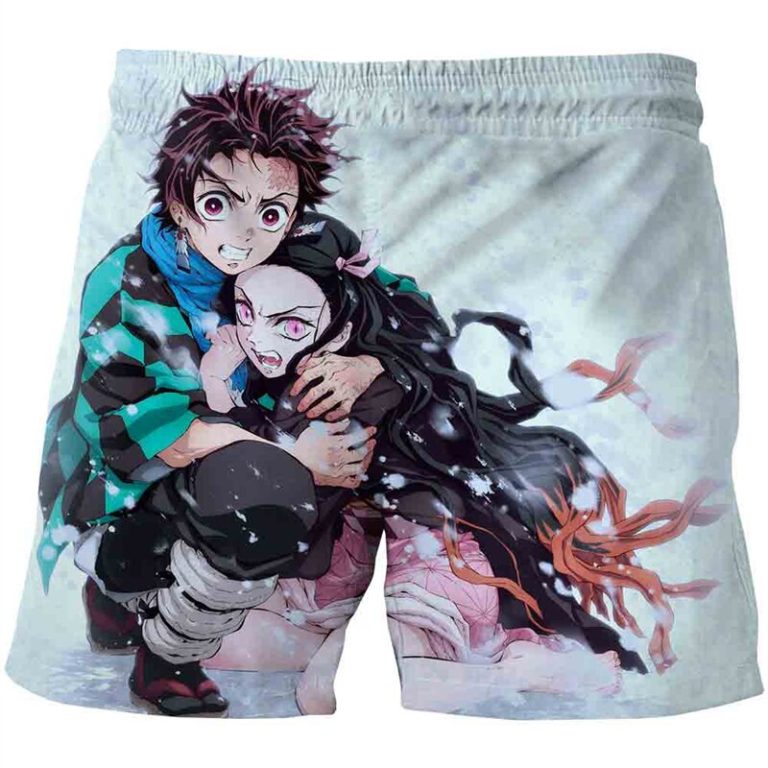 Demon Slayer Tanjiro Nezuko Short Swim Trunks | Anime Swim Trunks